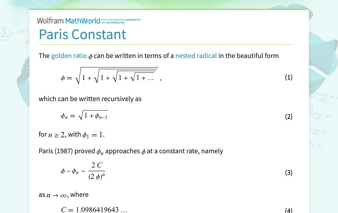Paris Constant -- from Wolfram MathWorld