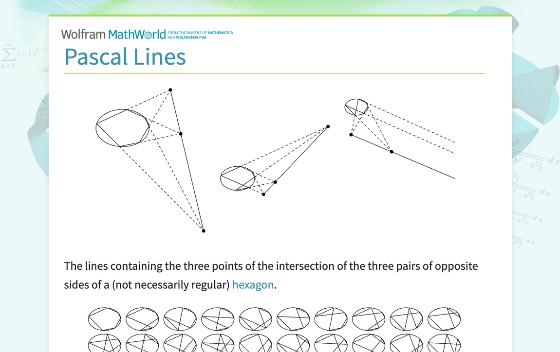 Pascal Lines -- from Wolfram MathWorld