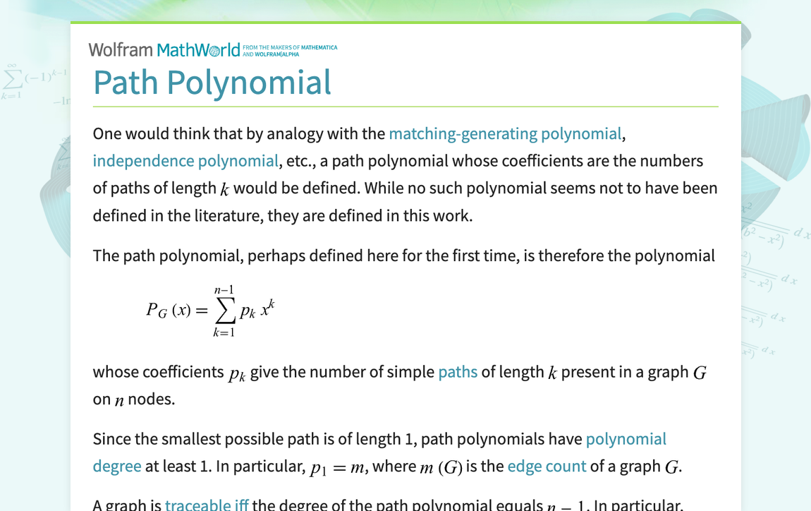 Path Polynomial -- from Wolfram MathWorld