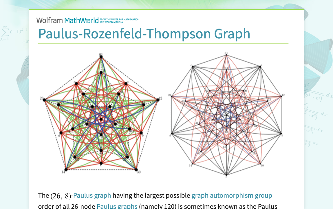 Paulus-Rozenfeld-Thompson Graph -- from Wolfram MathWorld