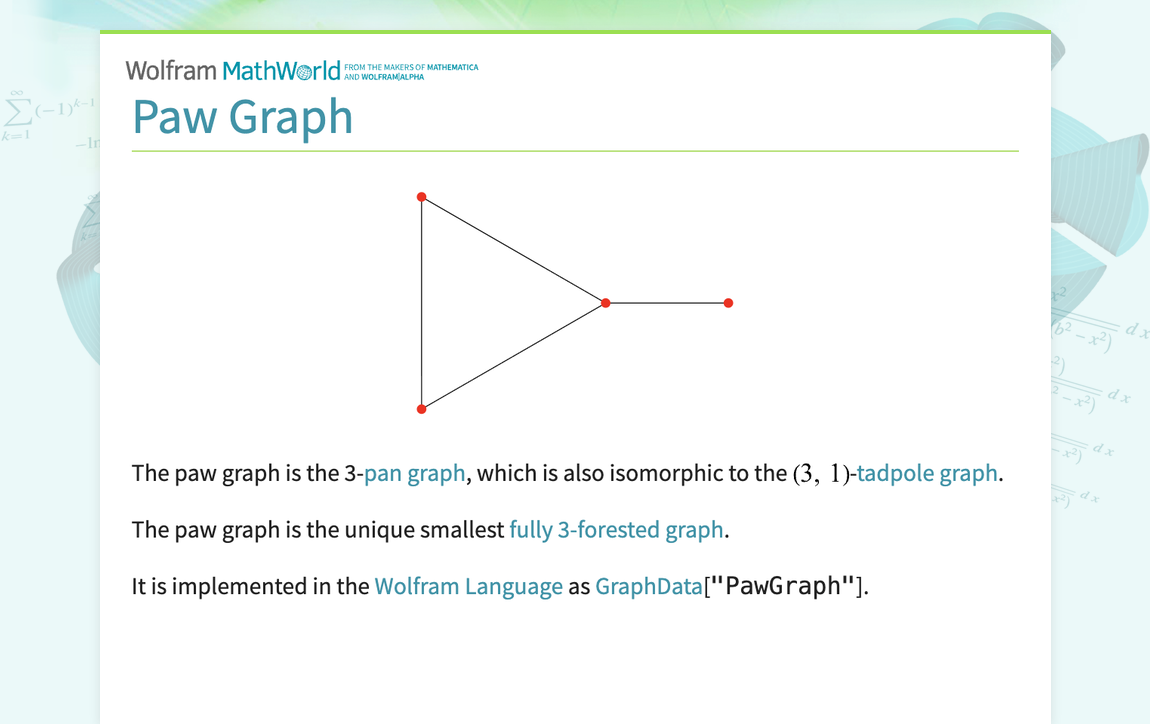 Paw Graph -- from Wolfram MathWorld