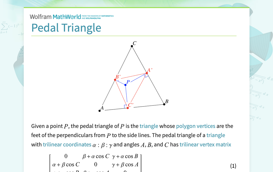 Pedal Triangle -- from Wolfram MathWorld