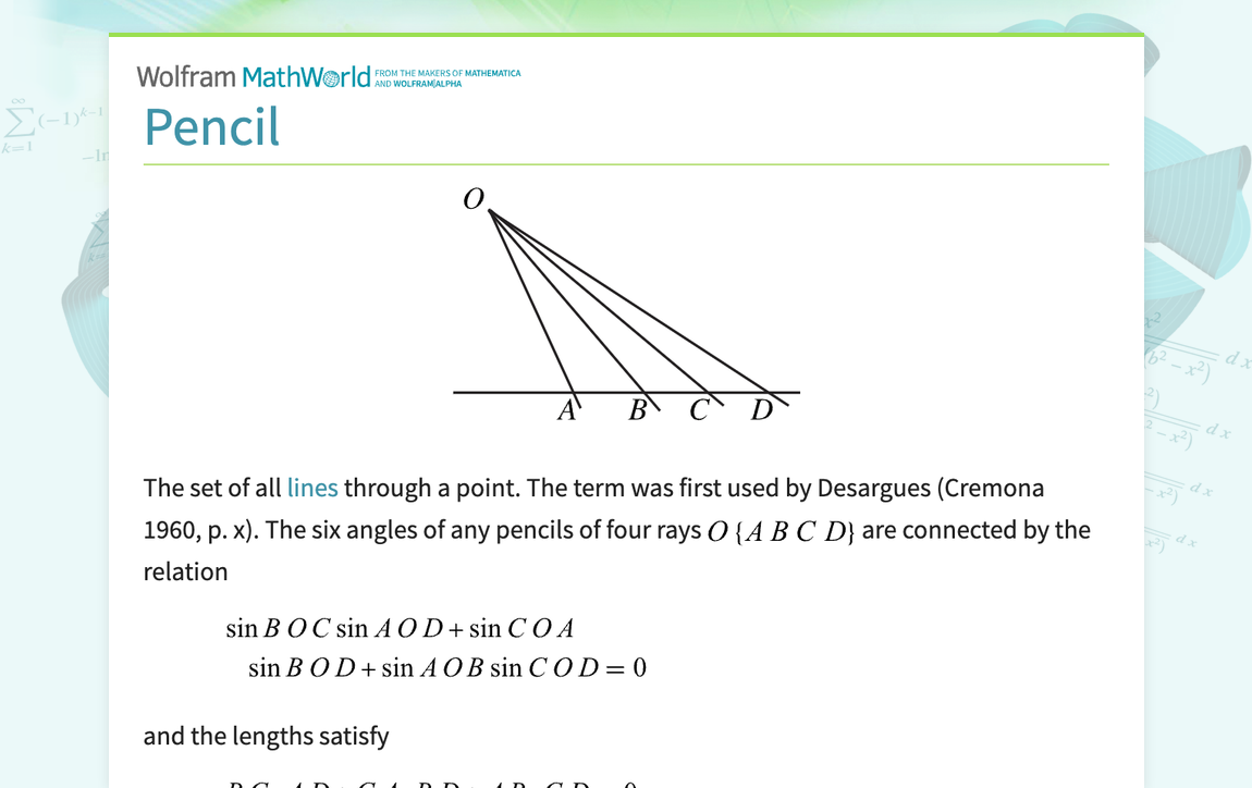Pencil -- from Wolfram MathWorld