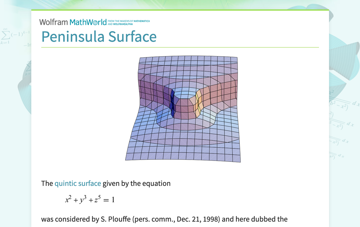 Peninsula Surface -- from Wolfram MathWorld