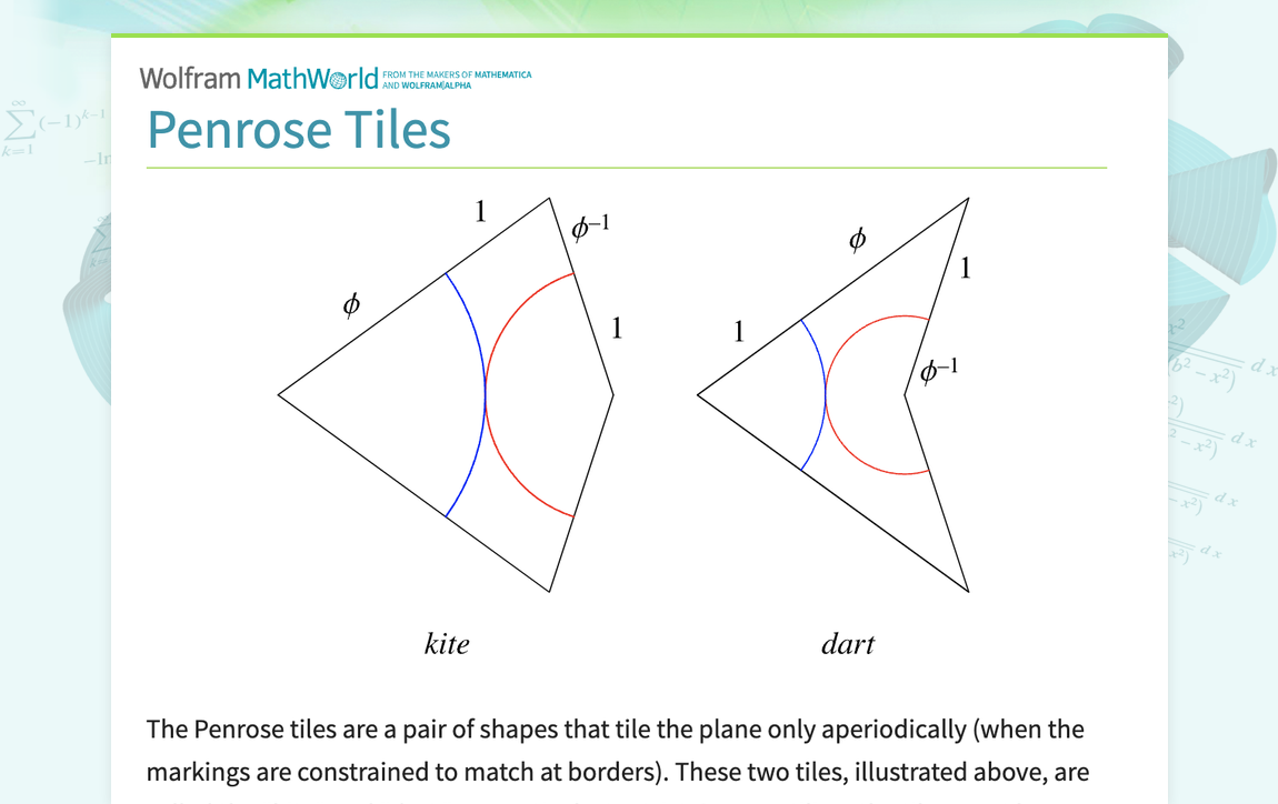 Penrose Tiles -- from Wolfram MathWorld