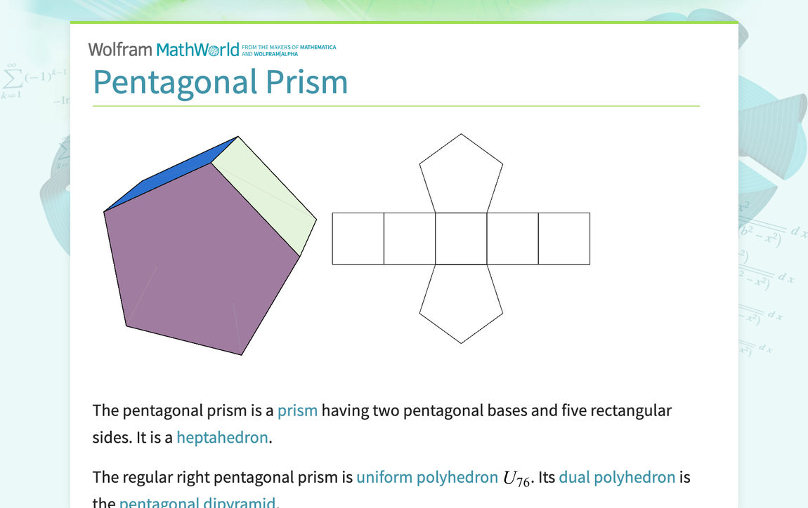Surface Area Of Pentagonal Prism Hexagonal Prism Surface Area