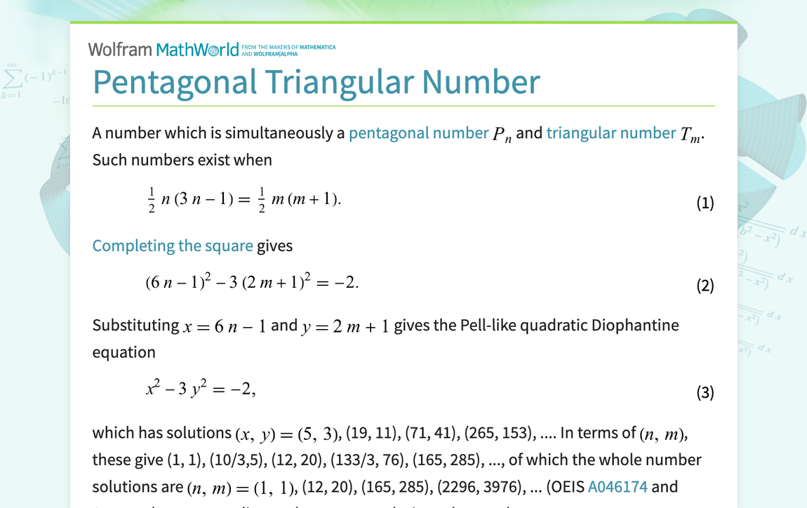 Pentagonal Triangular Number -- from Wolfram MathWorld