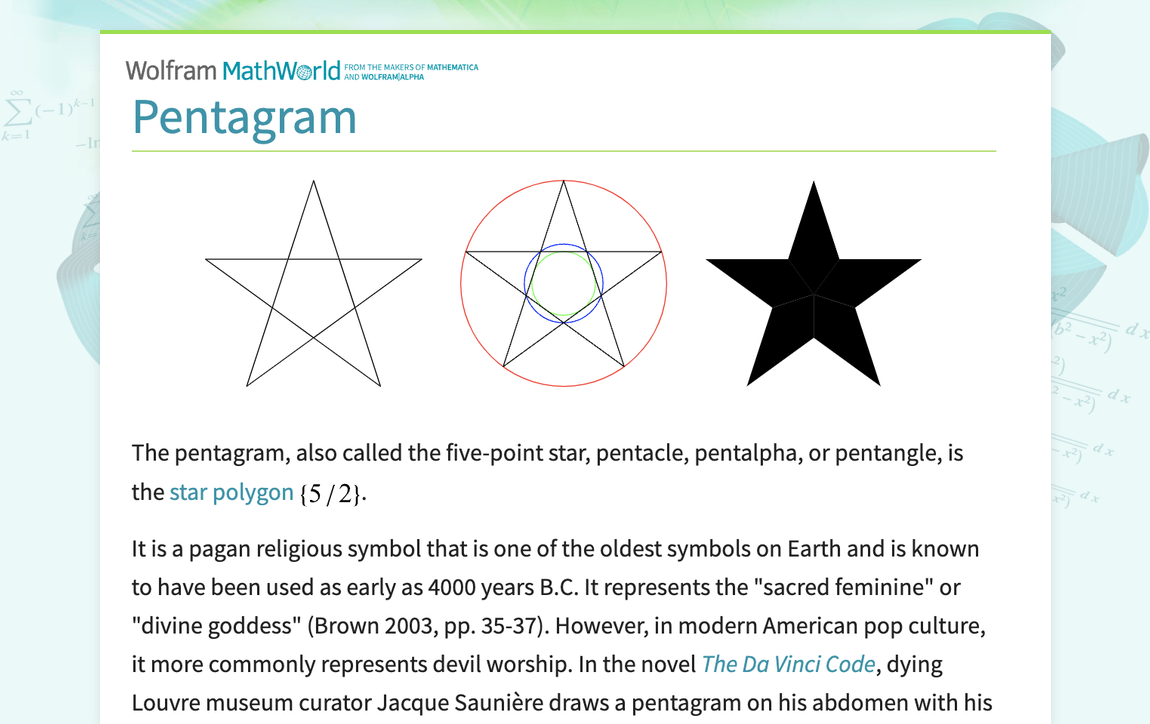 Pentagram -- from Wolfram MathWorld