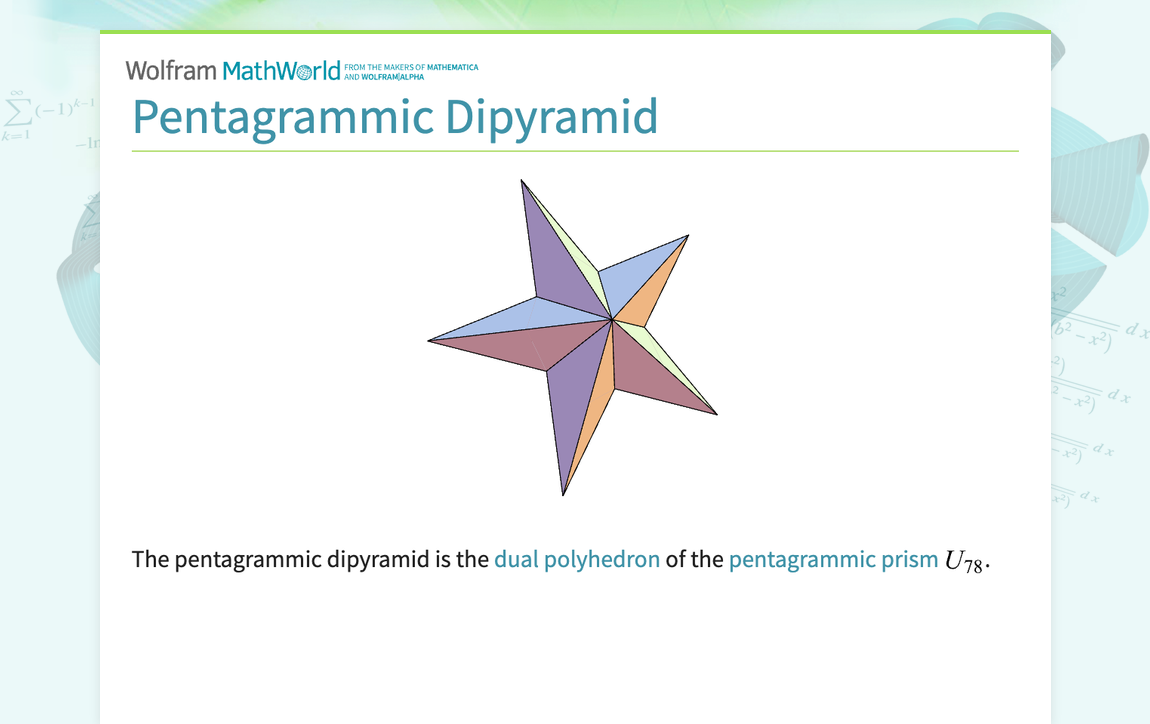 Pentagrammic Dipyramid -- from Wolfram MathWorld