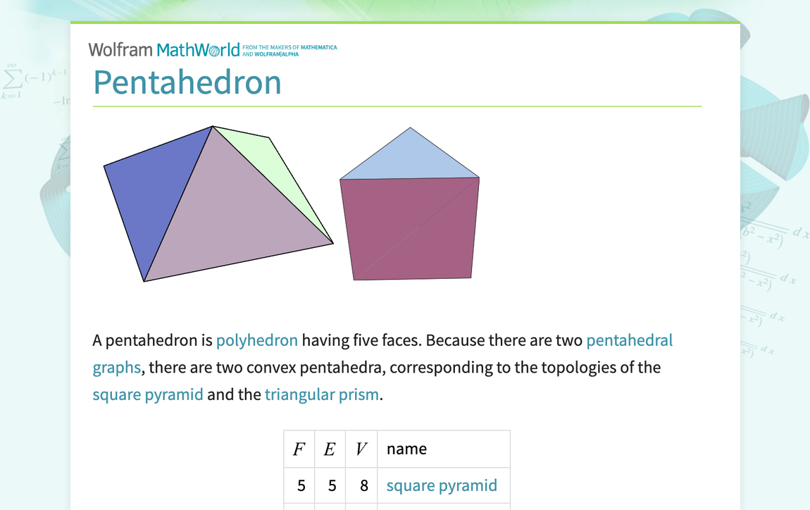 Pentahedron -- from Wolfram MathWorld