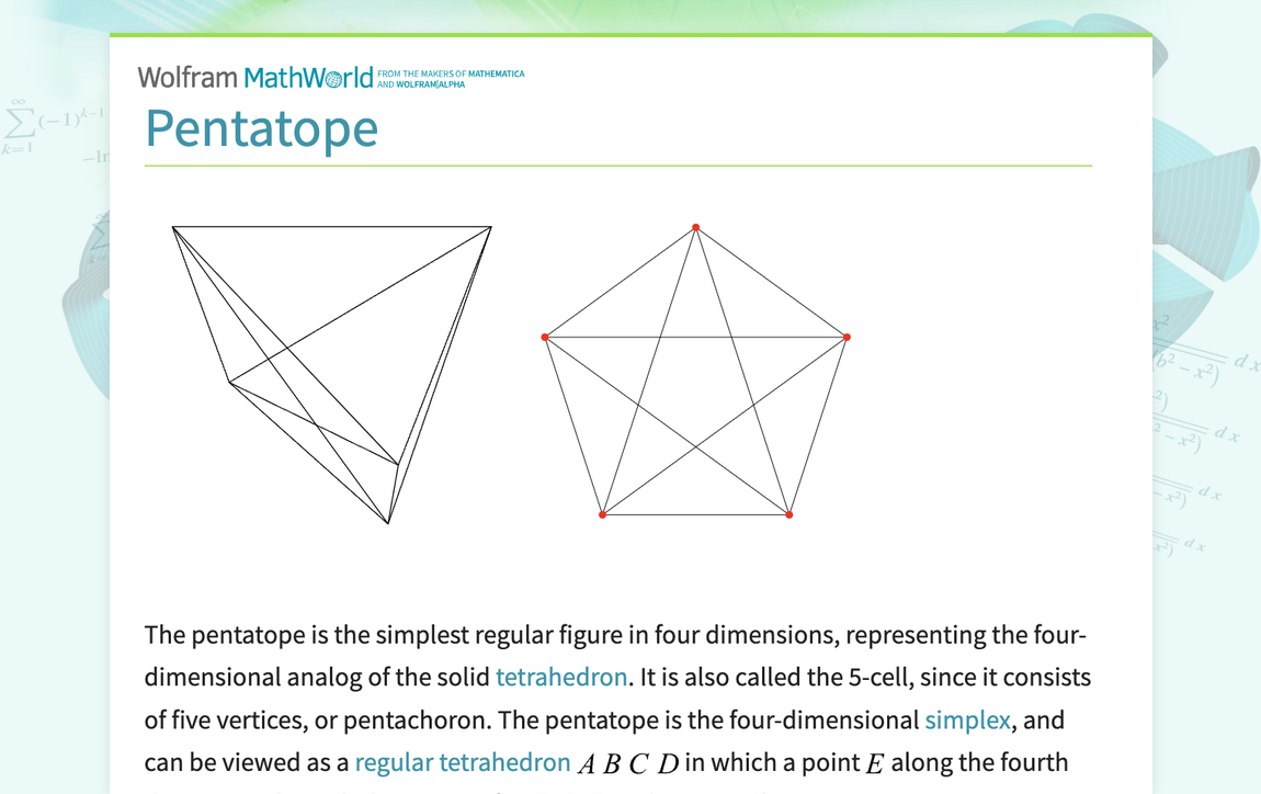 Pentatope -- from Wolfram MathWorld