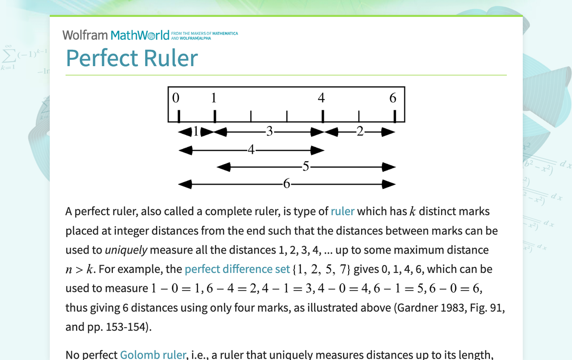 Perfect Ruler -- from Wolfram MathWorld