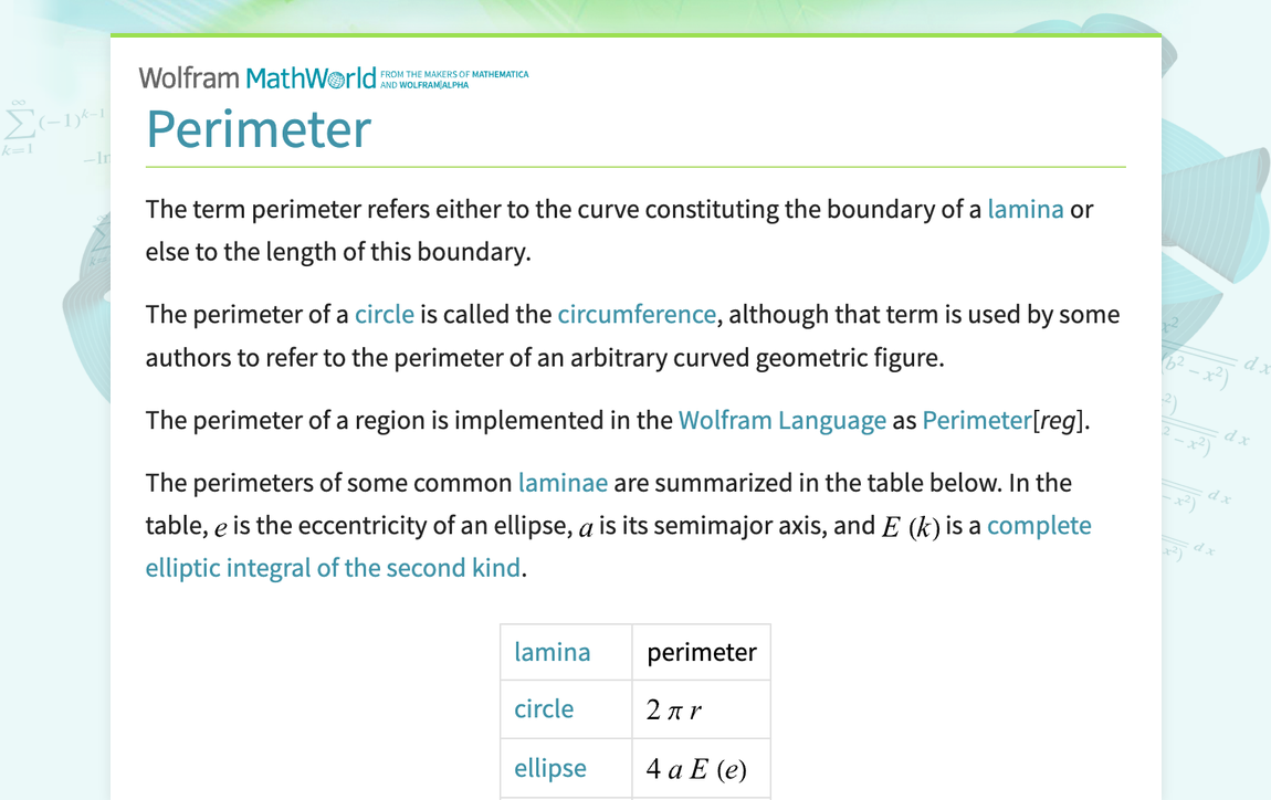 Perimeter -- from Wolfram MathWorld