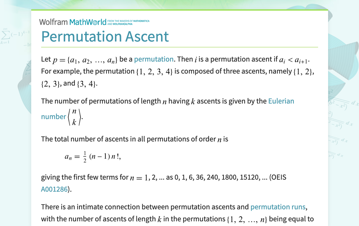 Permutation Ascent -- from Wolfram MathWorld