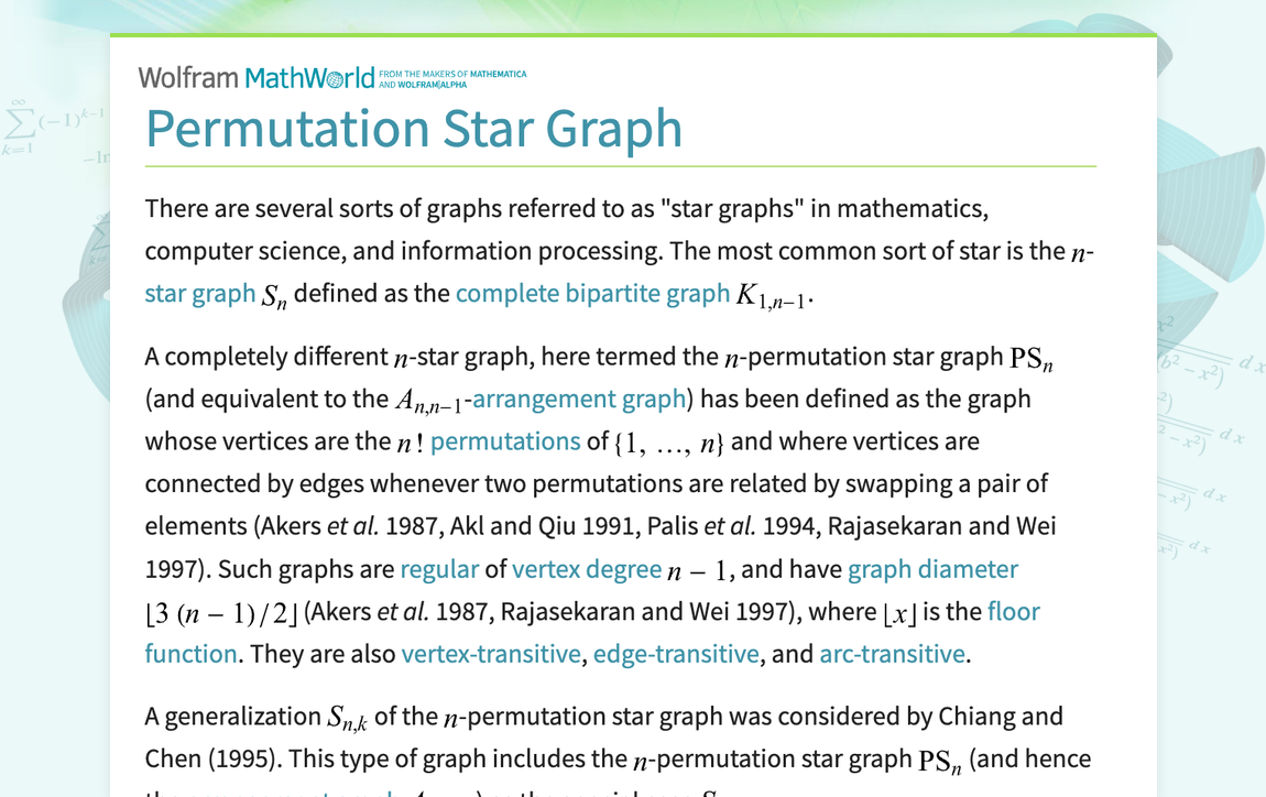 Permutation Star Graph -- from Wolfram MathWorld