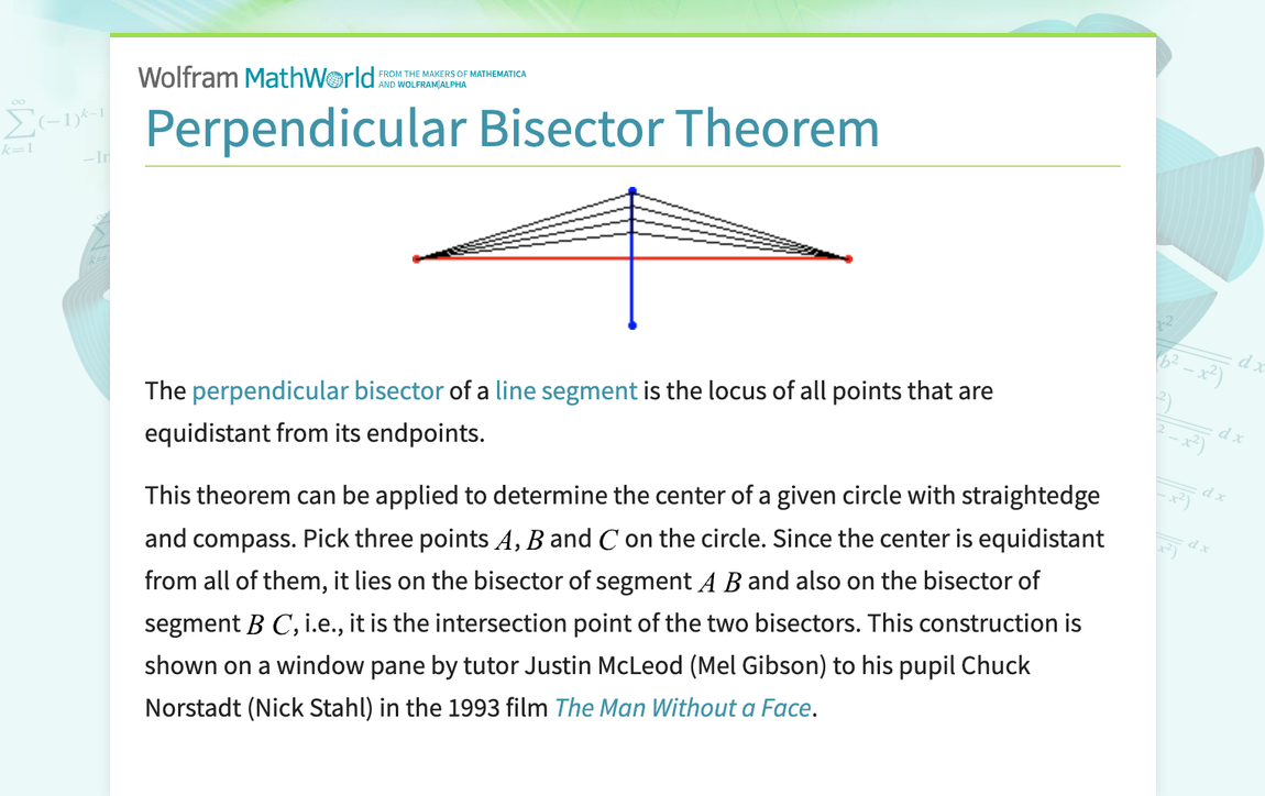 Perpendicular Bisector Geometry
