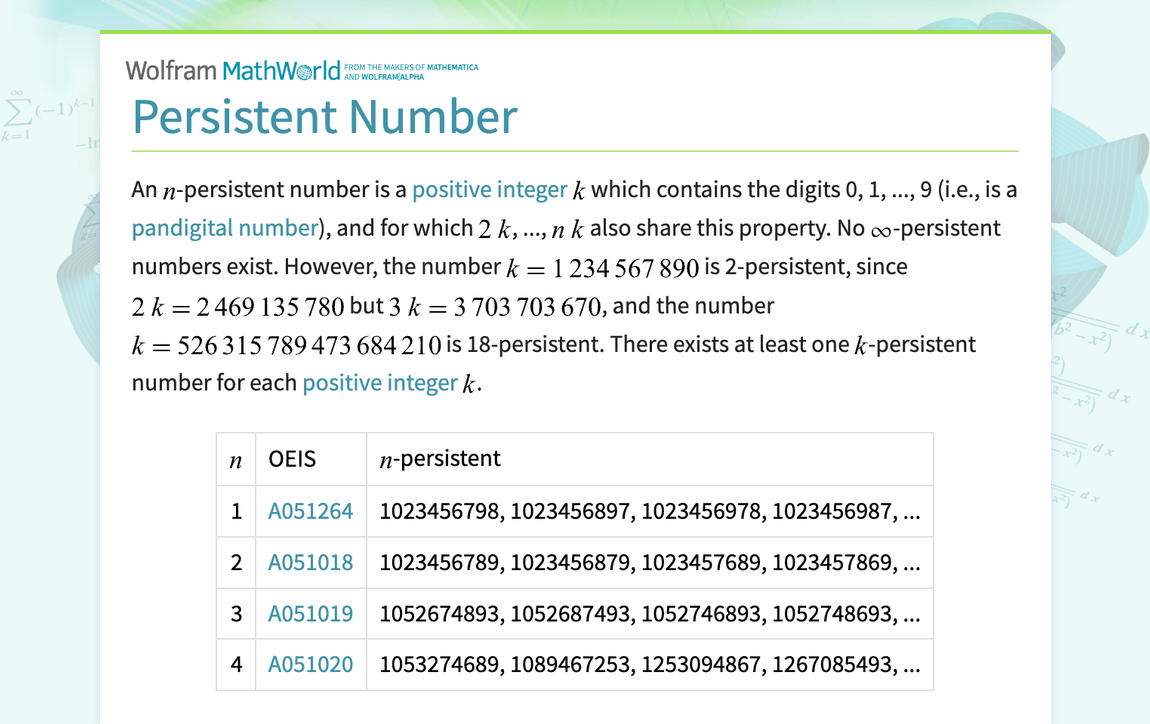Persistent Number -- from Wolfram MathWorld