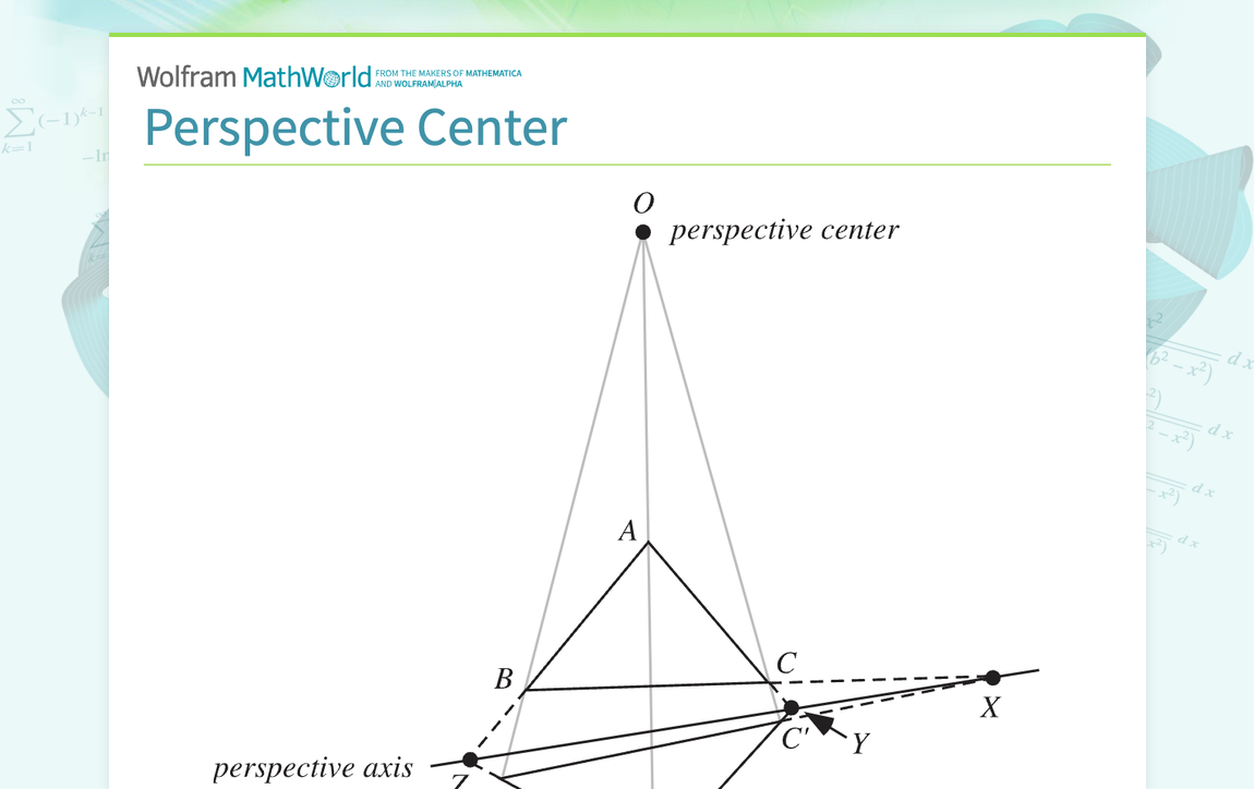 Perspective Center -- from Wolfram MathWorld