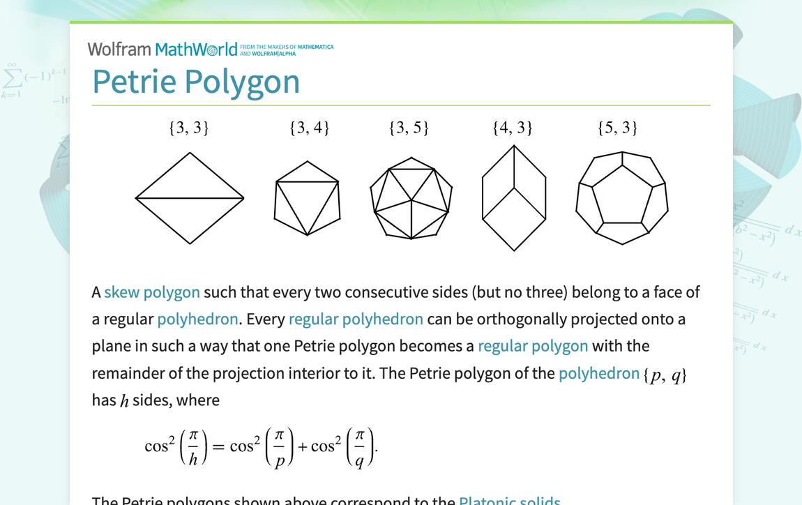 Petrie Polygon -- from Wolfram MathWorld