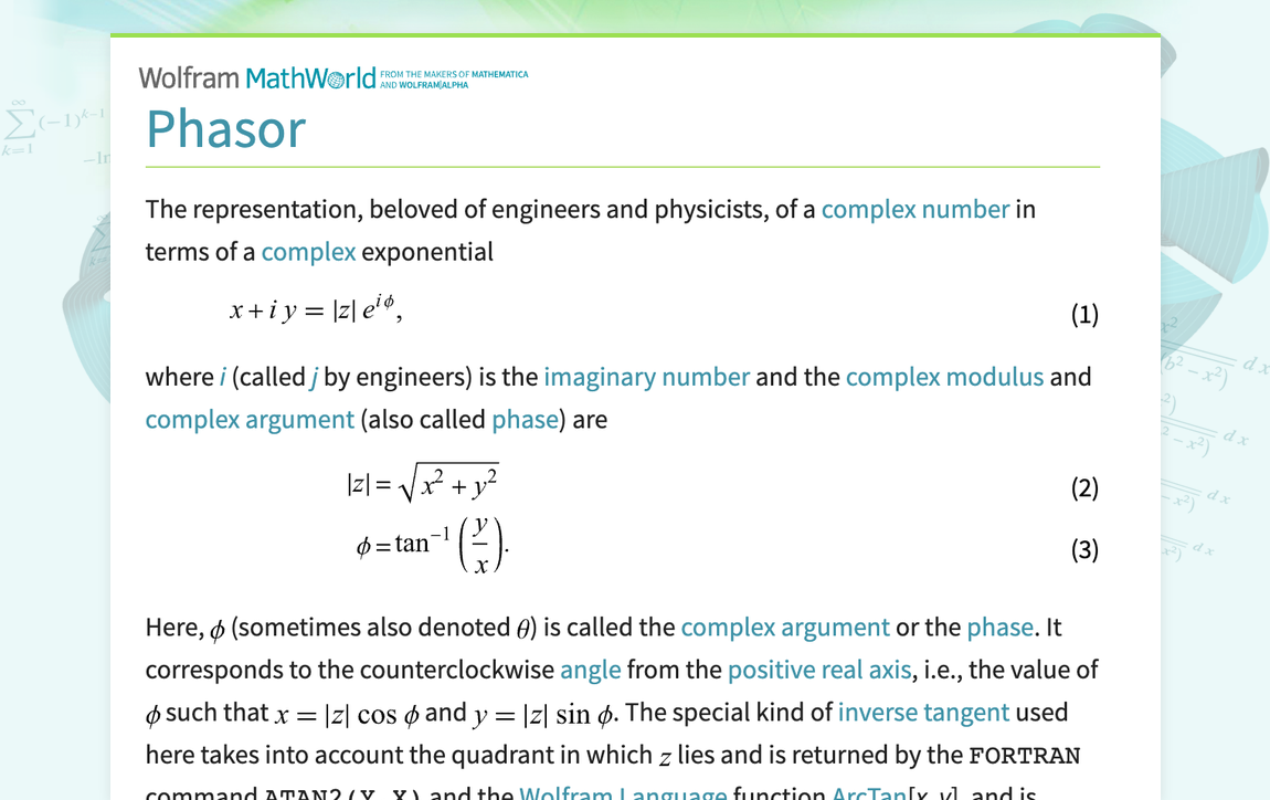 Phasor -- from Wolfram MathWorld