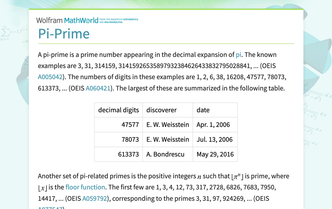 Pi-Prime -- from Wolfram MathWorld