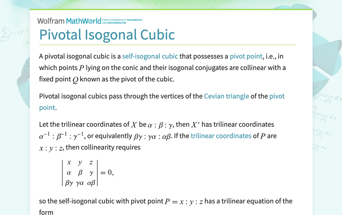 Pivotal Isogonal Cubic -- from Wolfram MathWorld
