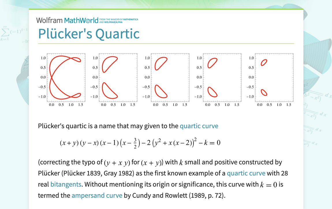 Plücker's Quartic -- from Wolfram MathWorld