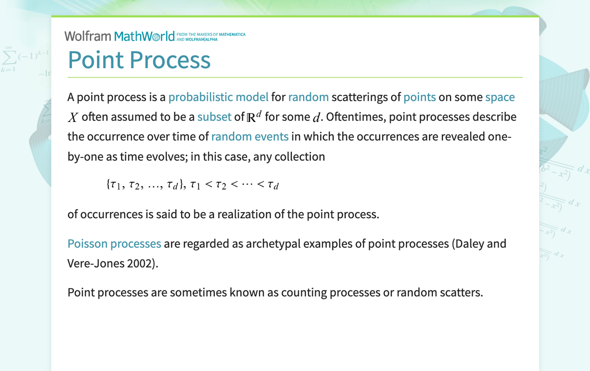 Point Process -- from Wolfram MathWorld