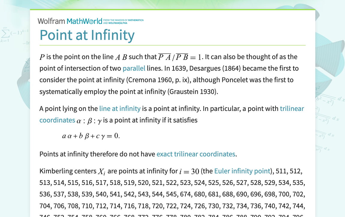 Point at Infinity -- from Wolfram MathWorld