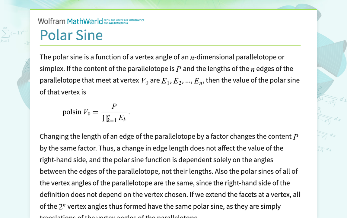 Polar Sine -- from Wolfram MathWorld