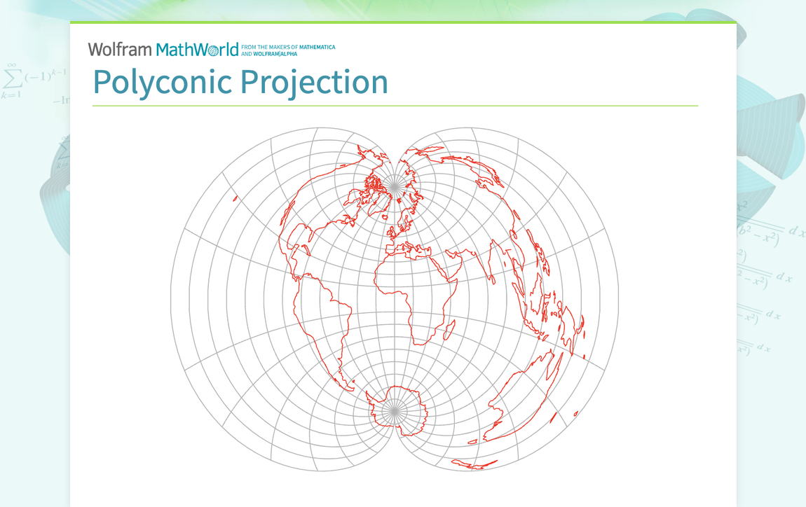 Polyconic Projection -- from Wolfram MathWorld