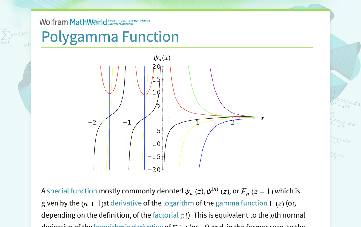Polygamma Function -- from Wolfram MathWorld