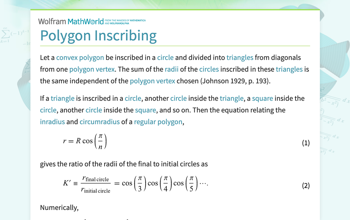 Polygon Inscribing -- from Wolfram MathWorld