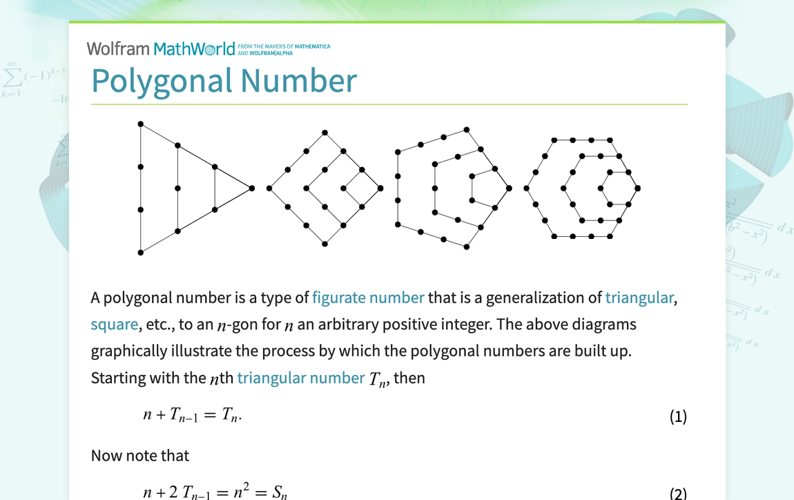 Polygonal Number -- from Wolfram MathWorld