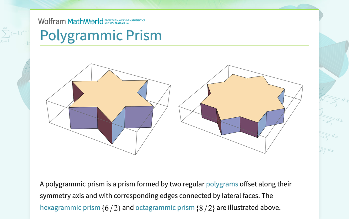 Polygrammic Prism -- from Wolfram MathWorld