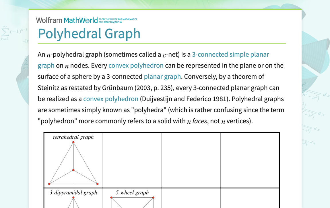 Polyhedral Graph -- from Wolfram MathWorld