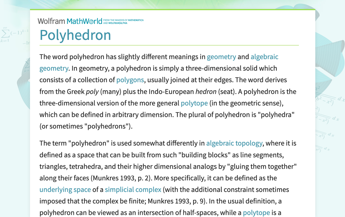 Polyhedron -- from Wolfram MathWorld