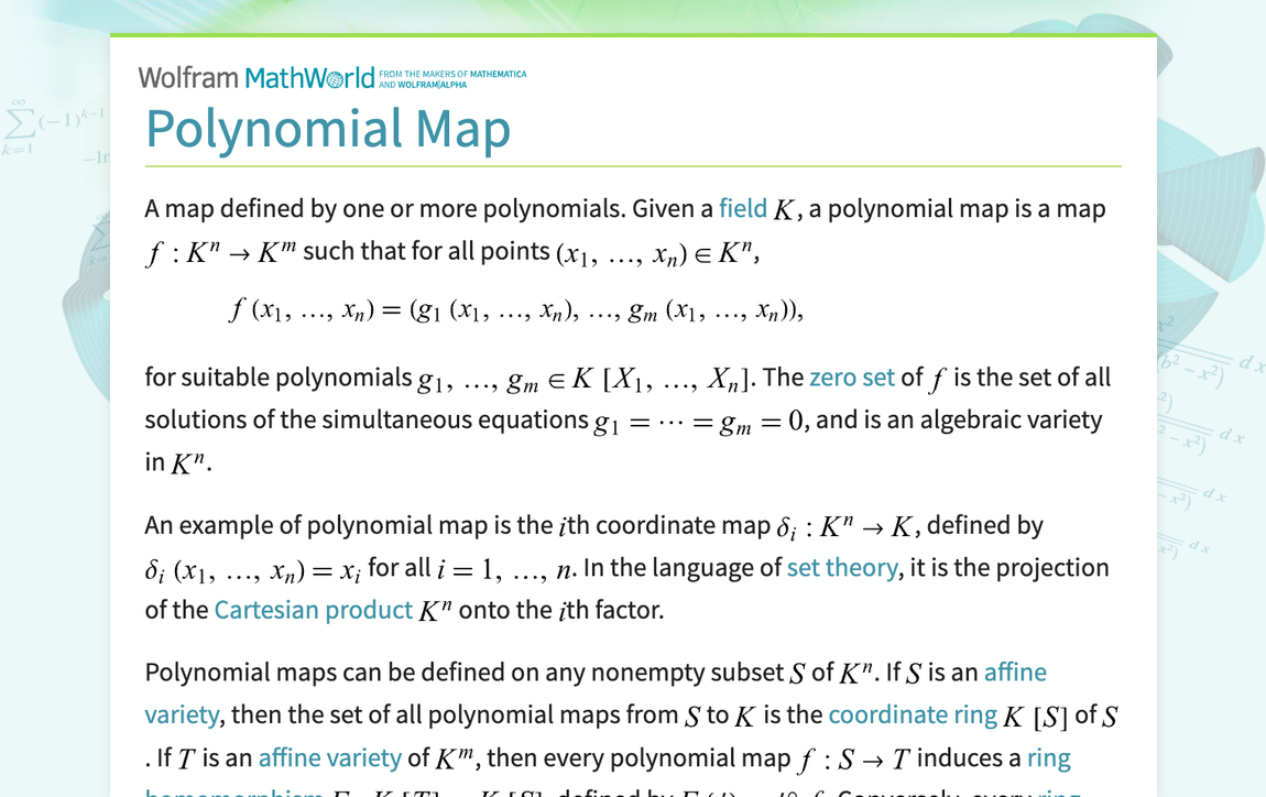 Polynomial Map -- from Wolfram MathWorld