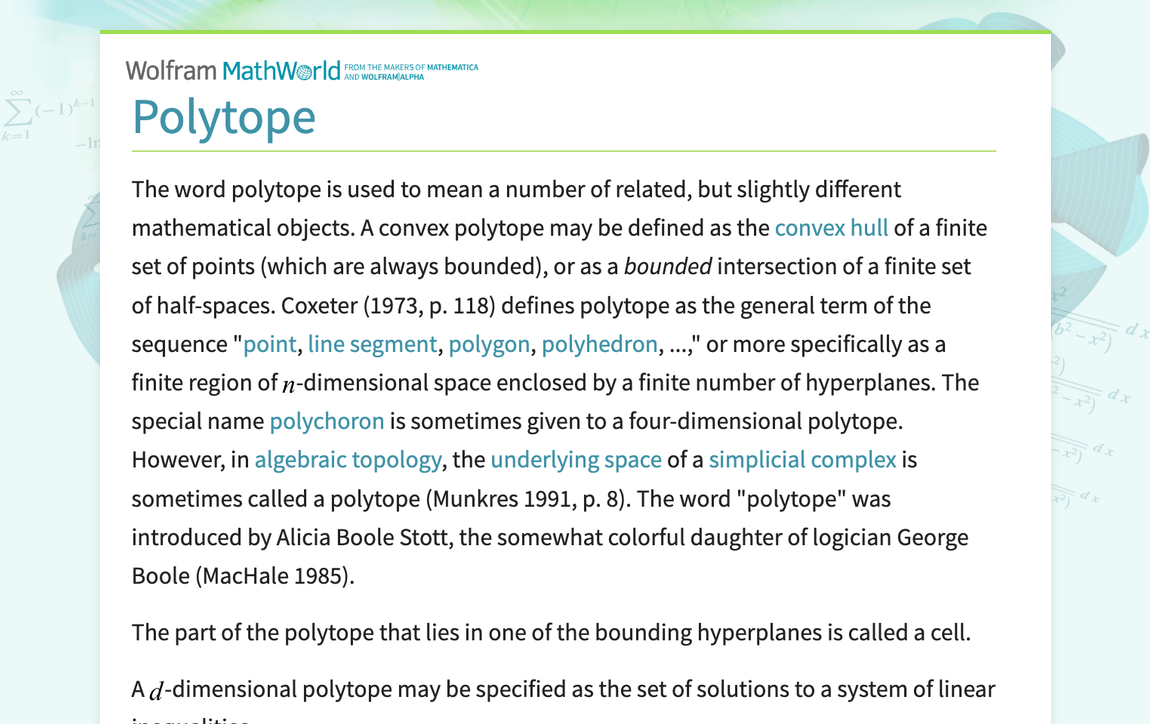 Polytope -- from Wolfram MathWorld