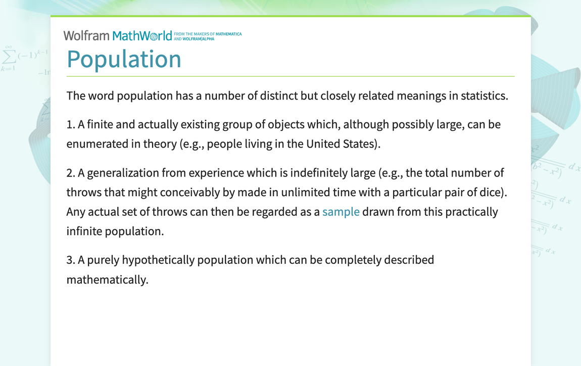 Population -- from Wolfram MathWorld