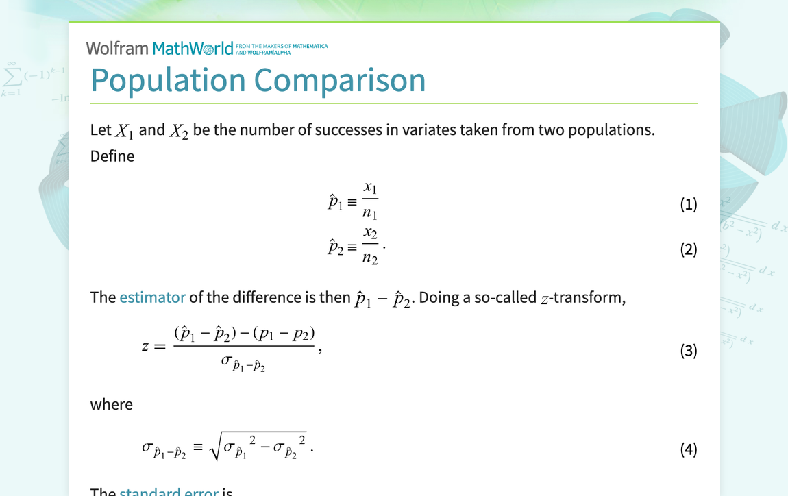 Population Comparison -- from Wolfram MathWorld