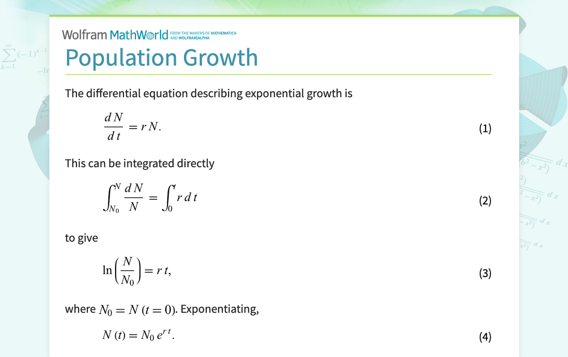Population Growth -- from Wolfram MathWorld