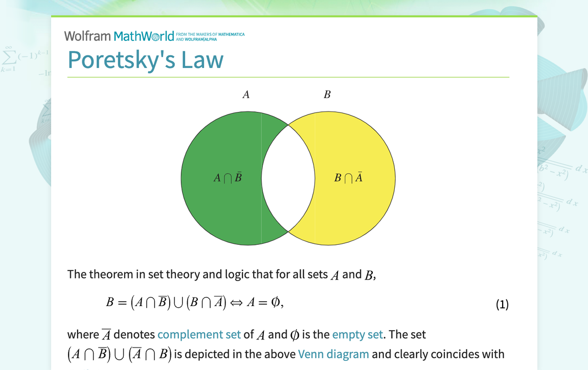 Poretsky's Law -- from Wolfram MathWorld