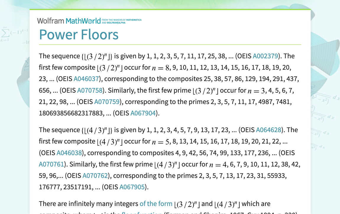 Power Floors -- from Wolfram MathWorld