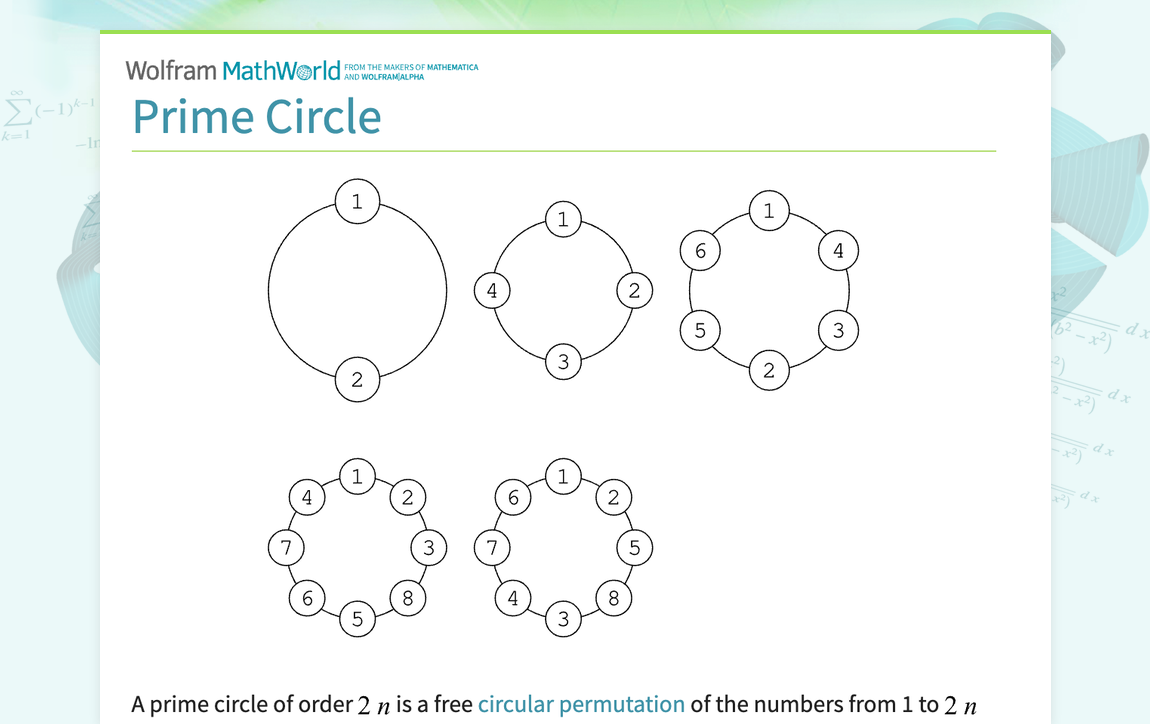 Prime Circle -- from Wolfram MathWorld