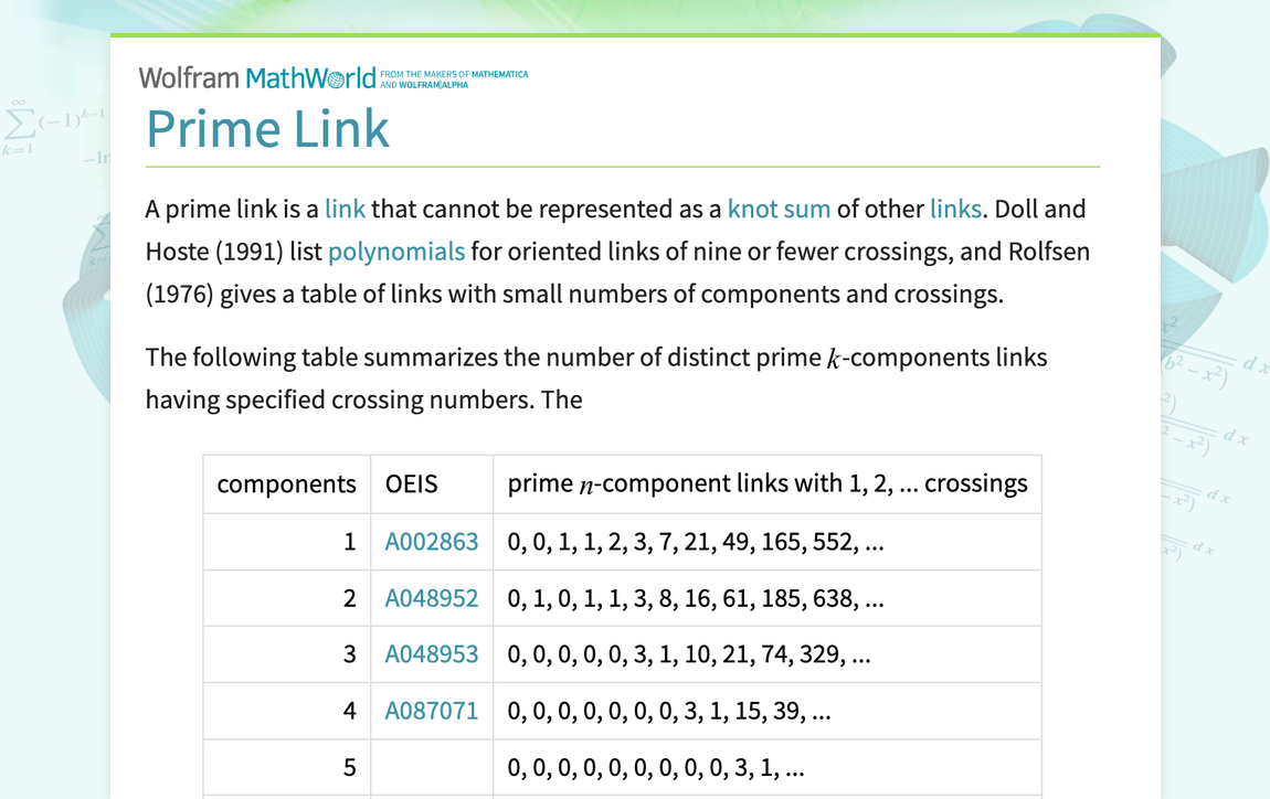 Prime Link -- from Wolfram MathWorld