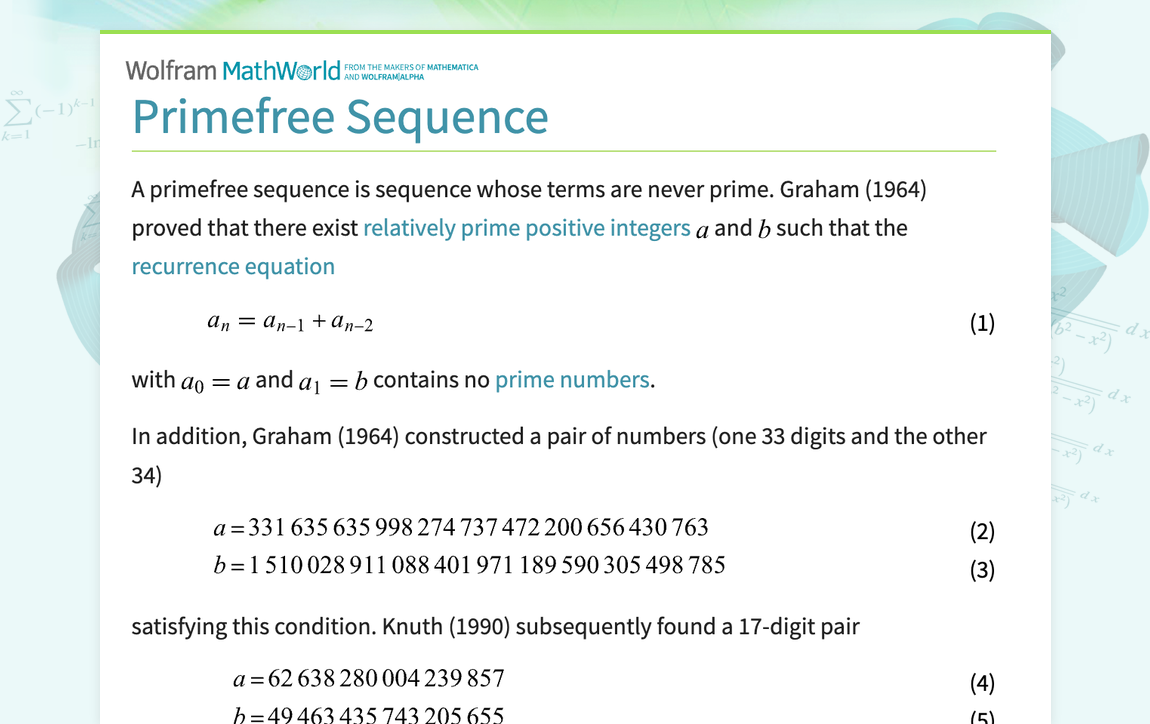 Primefree Sequence -- from Wolfram MathWorld