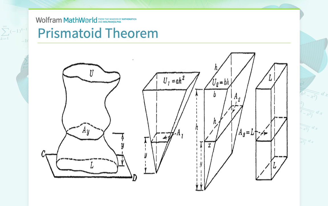 Prismatoid Theorem -- from Wolfram MathWorld