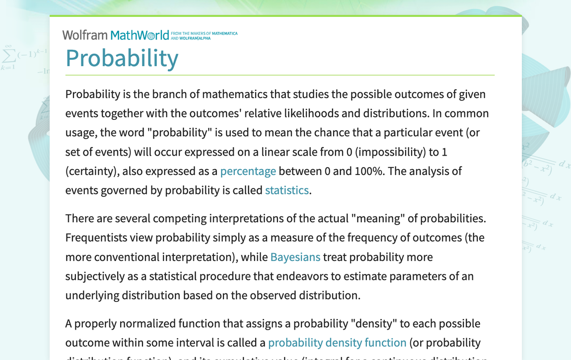 Probability -- from Wolfram MathWorld