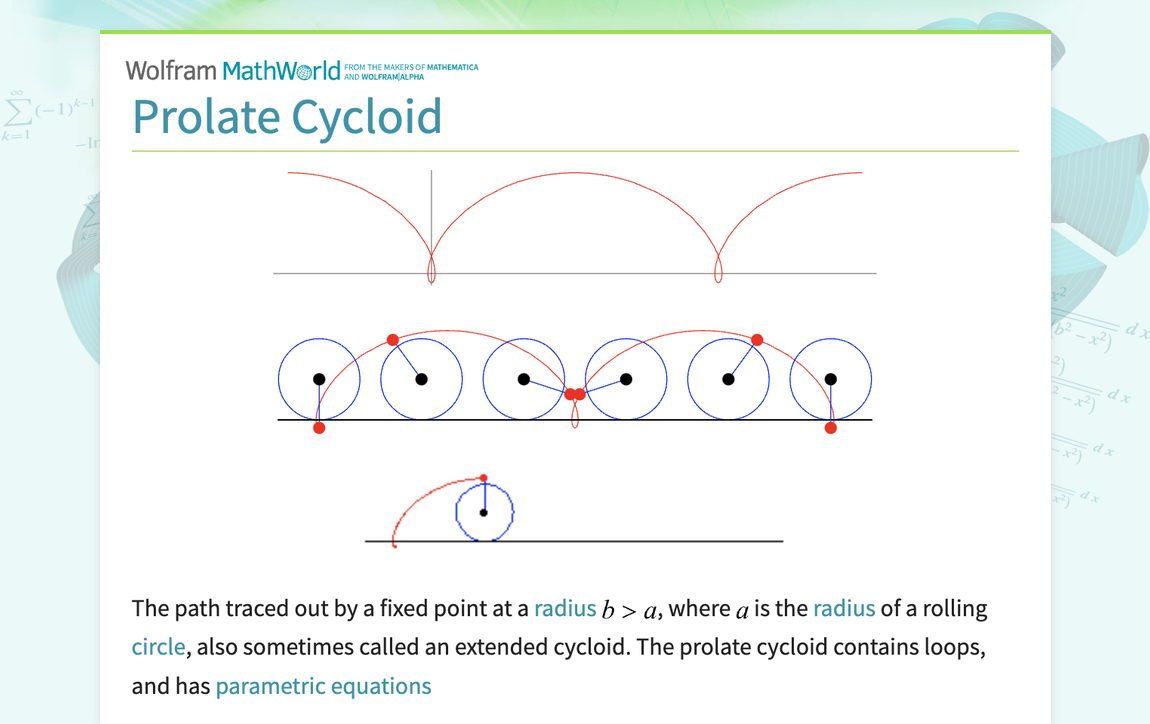 Prolate Cycloid -- from Wolfram MathWorld